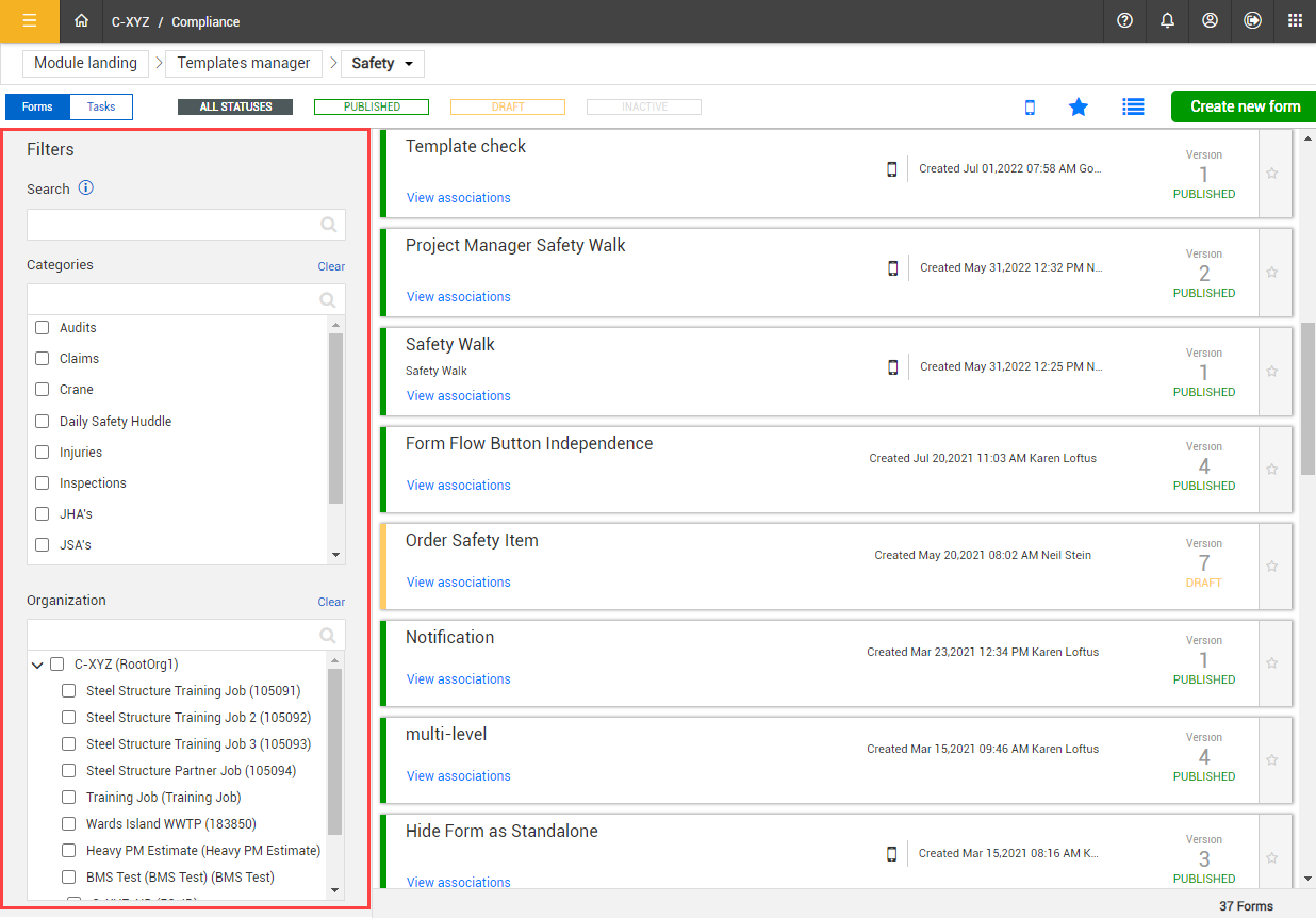 InEight Compliance - Template Overview